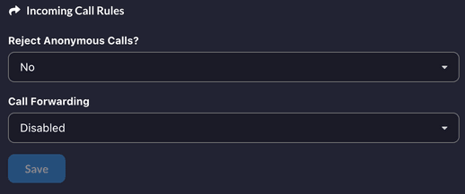 Connect incoming call rule settings